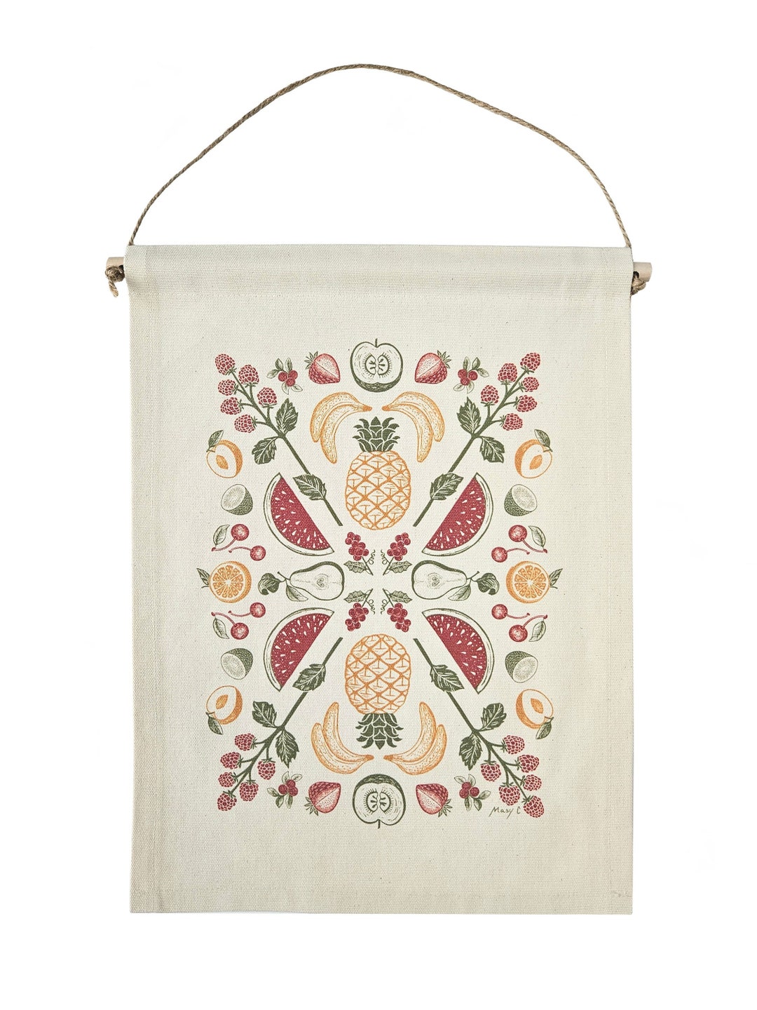 Fruit Pattern Wall Hanging - Food Tapestry Wall Art - Kitchen Wall Art ...