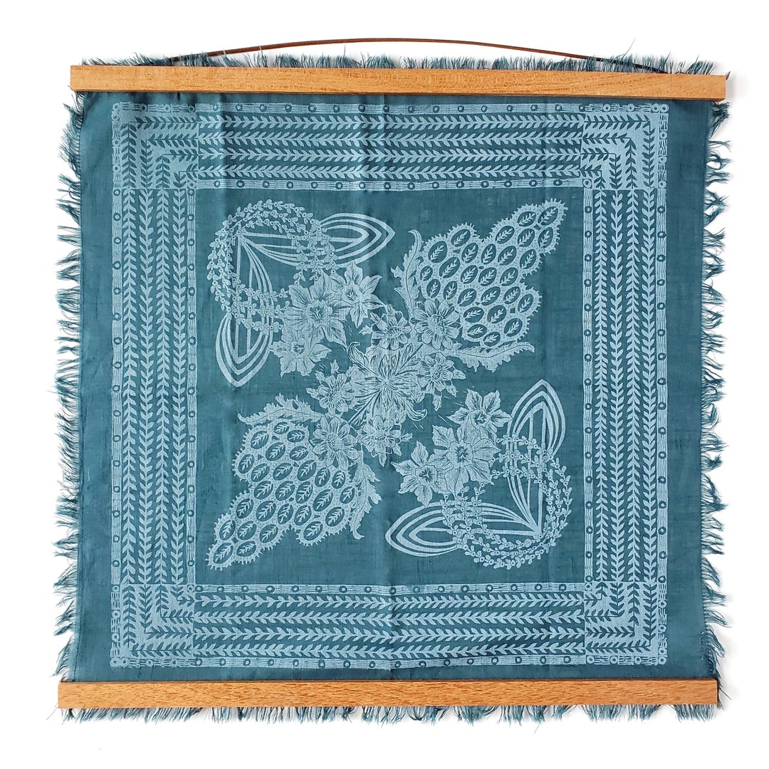 Botanical Art Nouveau Tapestry - Block Printed Boho Pattern Wall ...