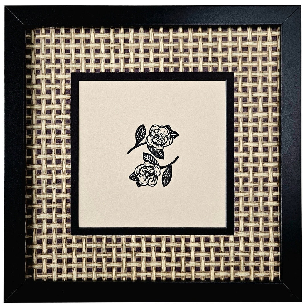 Mini Magnolia Block Print - Neutral Floral Wall Art - Small Square Wall ...