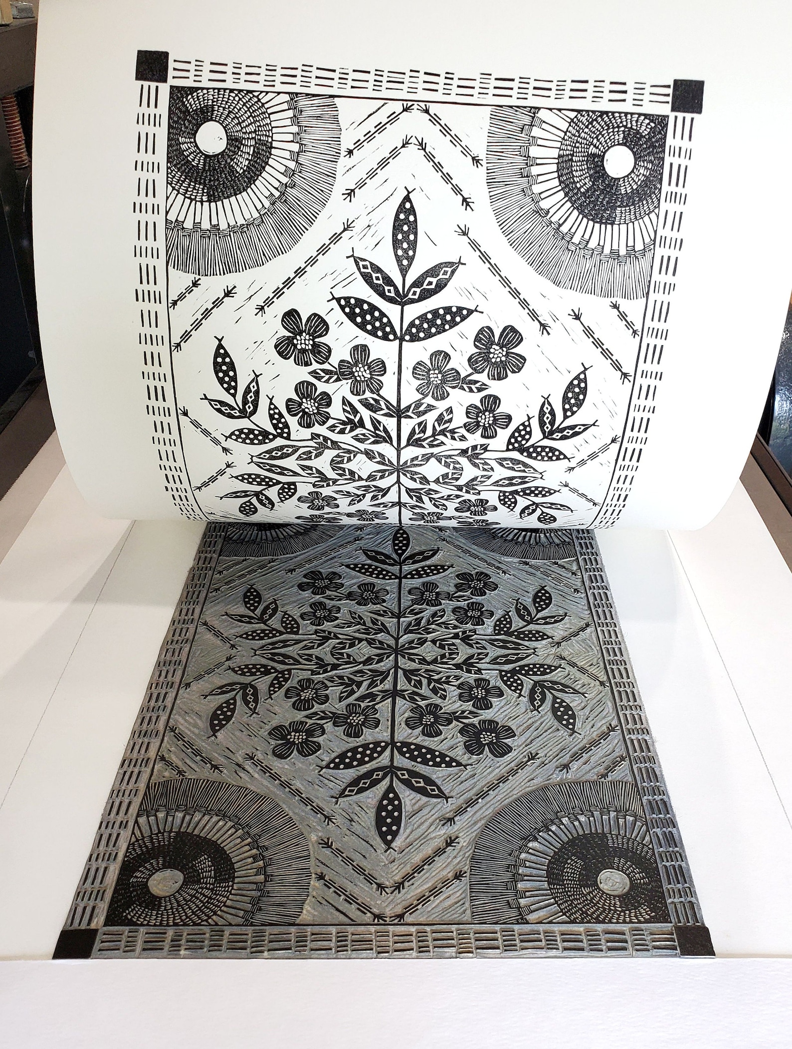 Mirrored Floral Pattern Original Block Botanical Illustration - Etsy