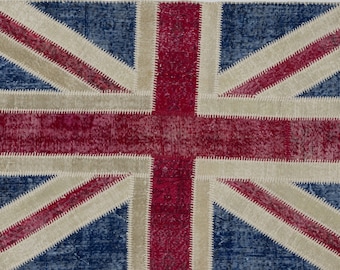 Union Jack British Flag Design Patchwork Rug Bright Colors UK | Etsy