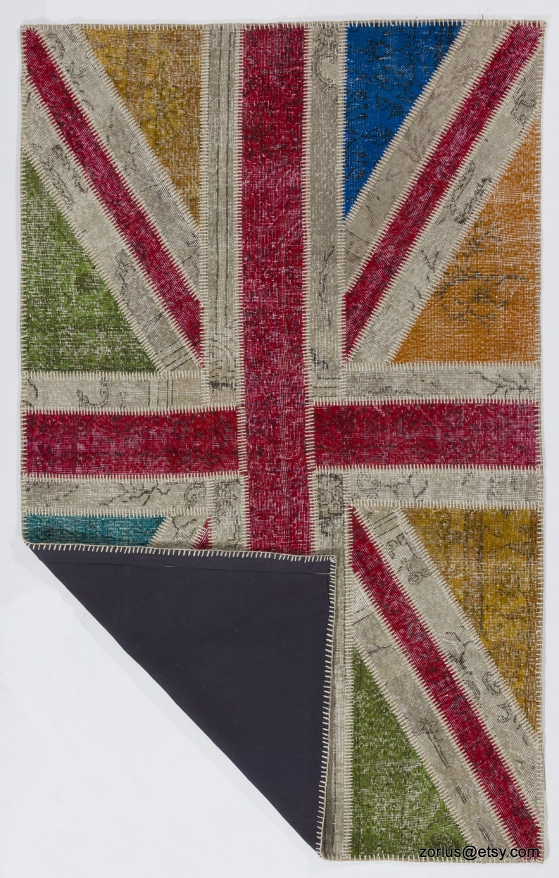 Union Jack British Flag Design Patchwork Rug Multicolor | Etsy