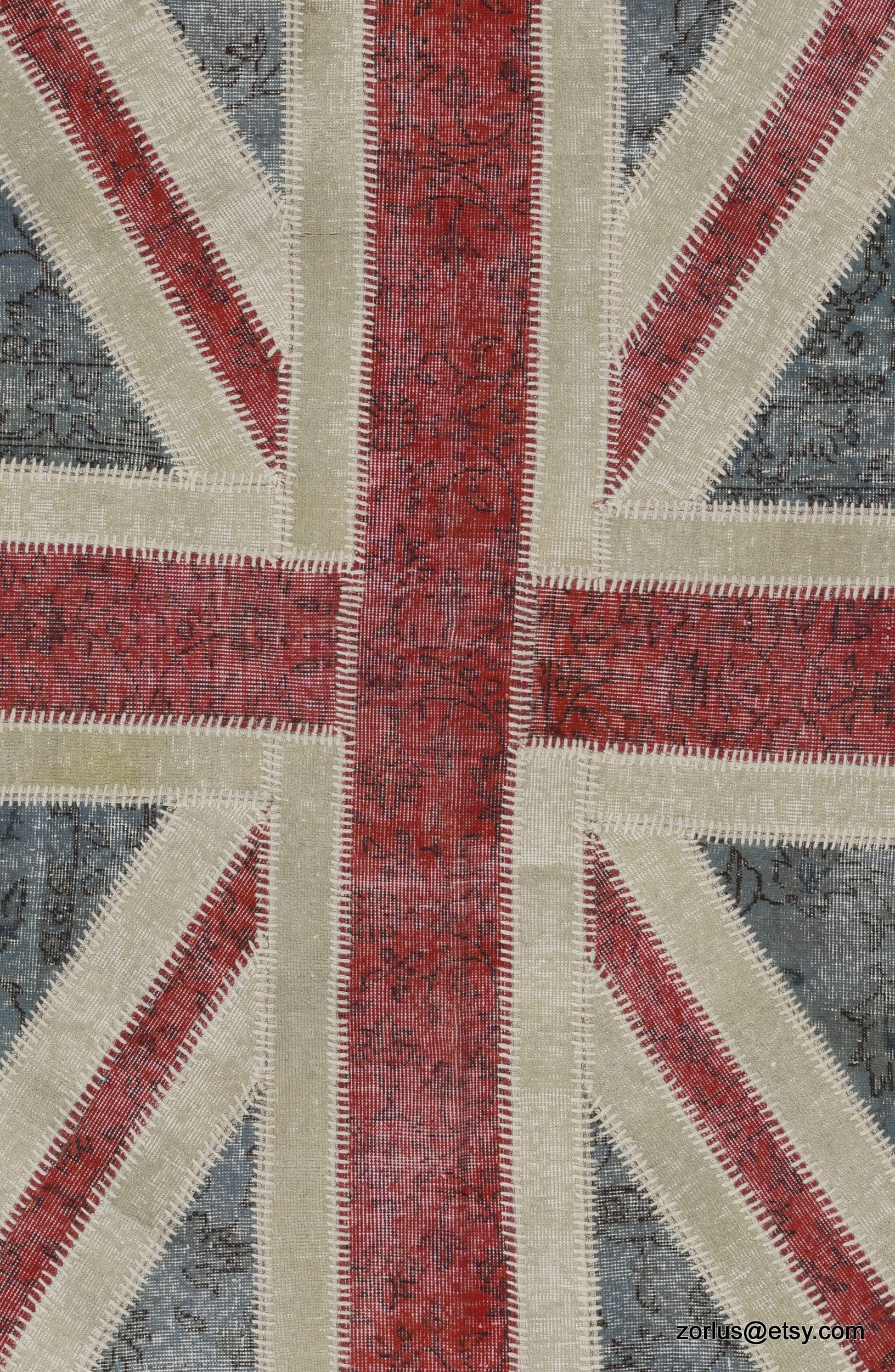 Union Jack British Flag Design Patchwork Rug, Muted Colors - Etsy UK