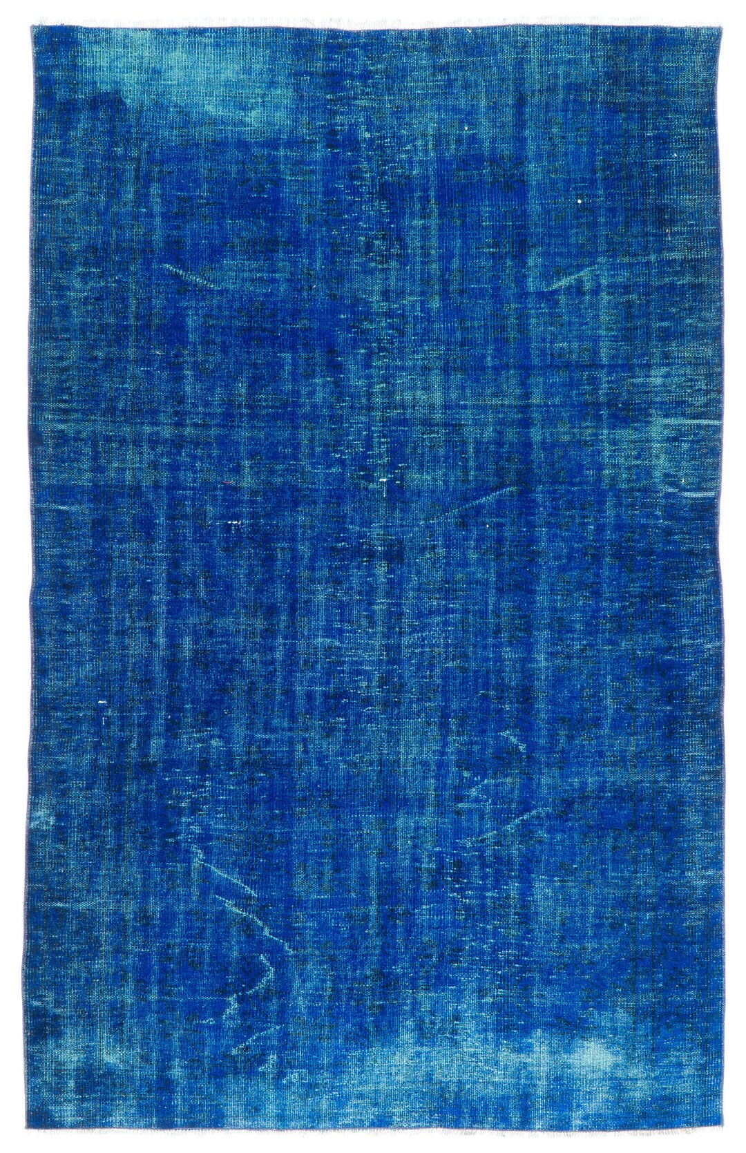 Azure Blue Overdyed Rug 5'5" X 8'9" (166 X 267 Cm) Turkish Handmade ...