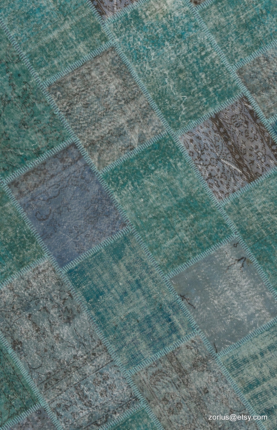 8' Round Turquoise Blue Color Handmade Turkish Patchwork | Etsy