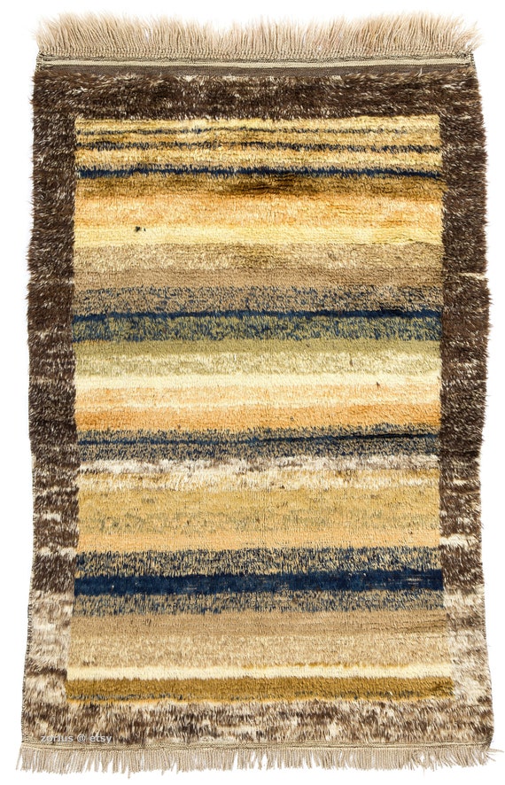 Brown Beige Blue Tulu Rug 4.1 Ft x 6.3 Ft Vintage Bohemian | Etsy