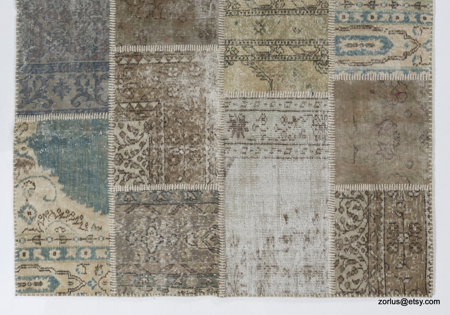 Muted Colors Turkish Patchwork Rug | Etsy