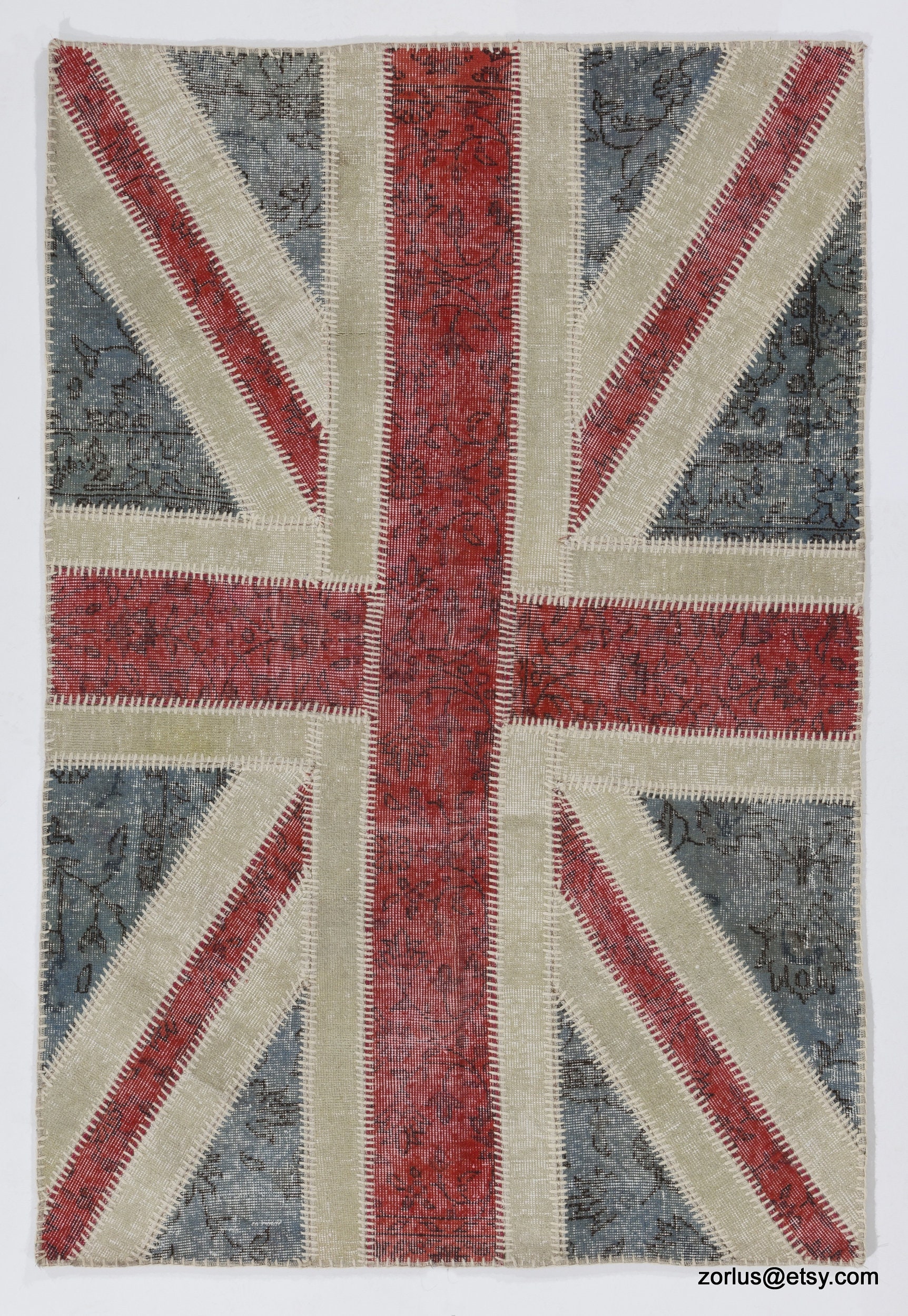 Union Jack British Flag Design Patchwork Rug Muted Colors - Etsy UK