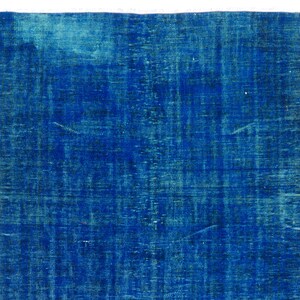 Azure Blue Overdyed Rug 5'5" X 8'9" (166 X 267 Cm) Turkish Handmade ...