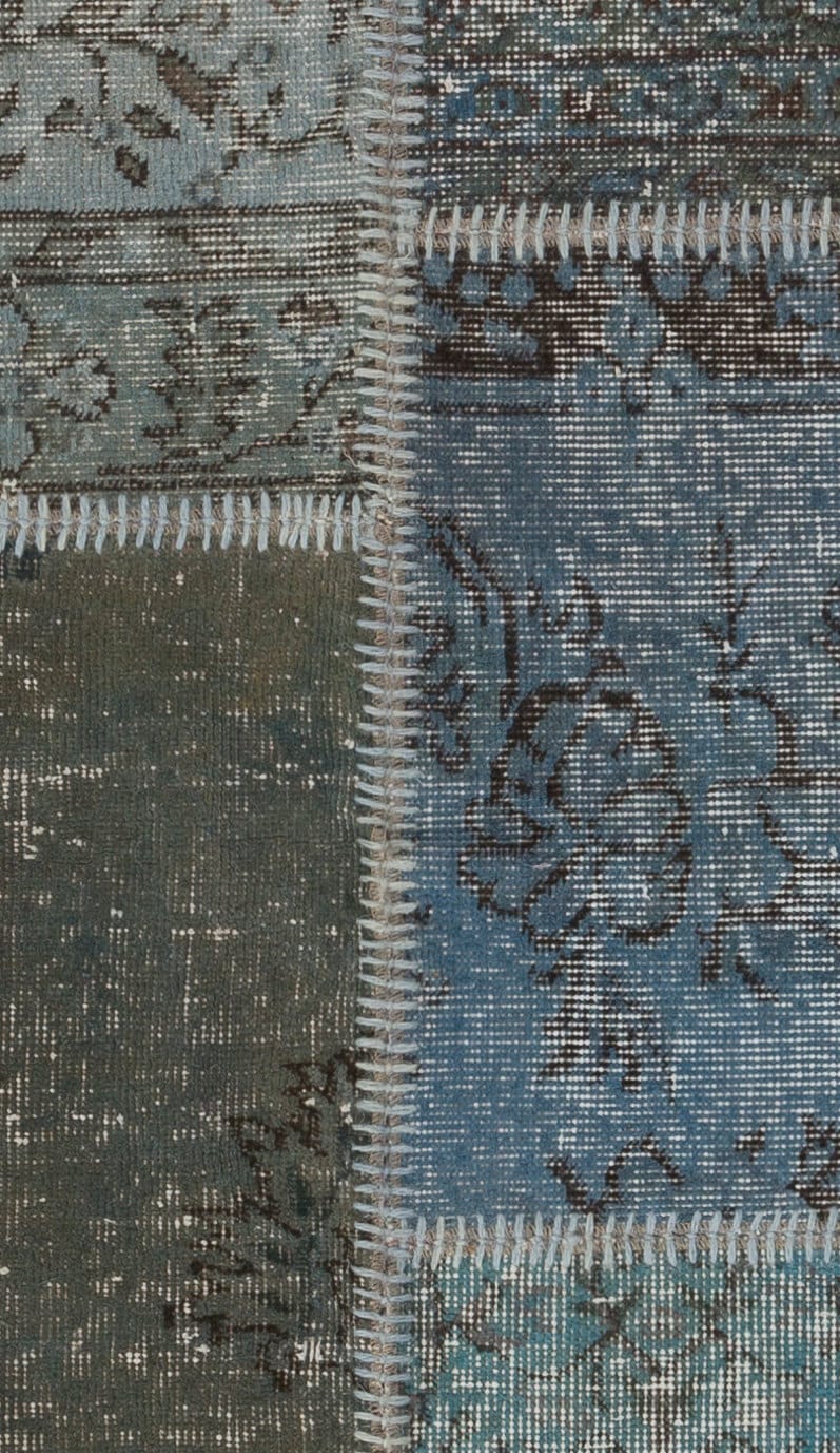 Handmade Turkish Patchwork Rug Blue Patchwork Rug Gray | Etsy