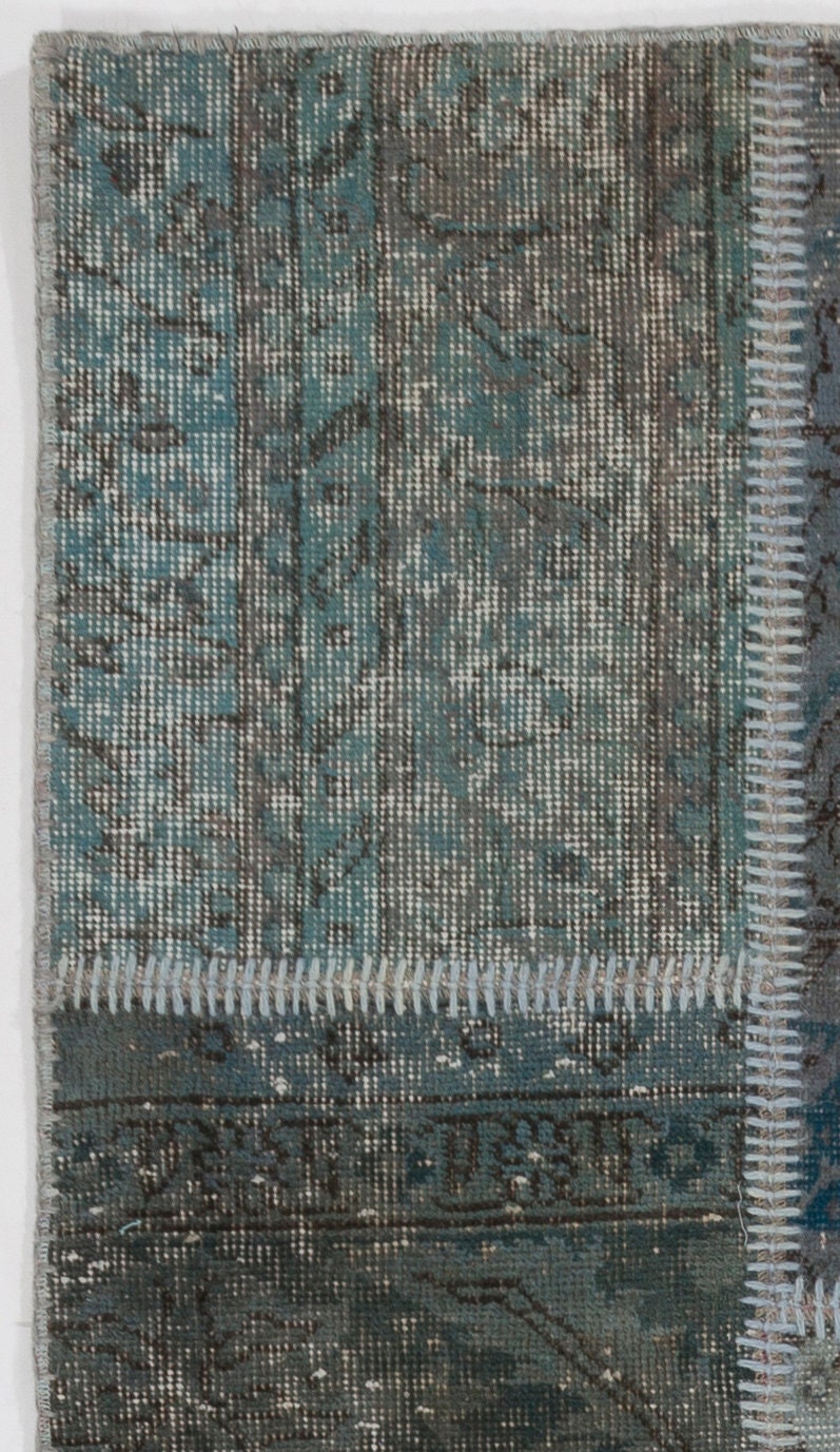 Handmade Turkish Patchwork Rug Blue Patchwork Rug Gray | Etsy