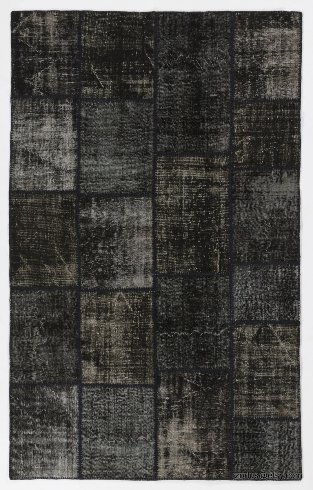 Black Handmade Turkish Patchwork Rug - Etsy