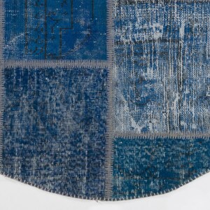Round Blue Color Handmade Turkish Patchwork Rug, Circular - Etsy