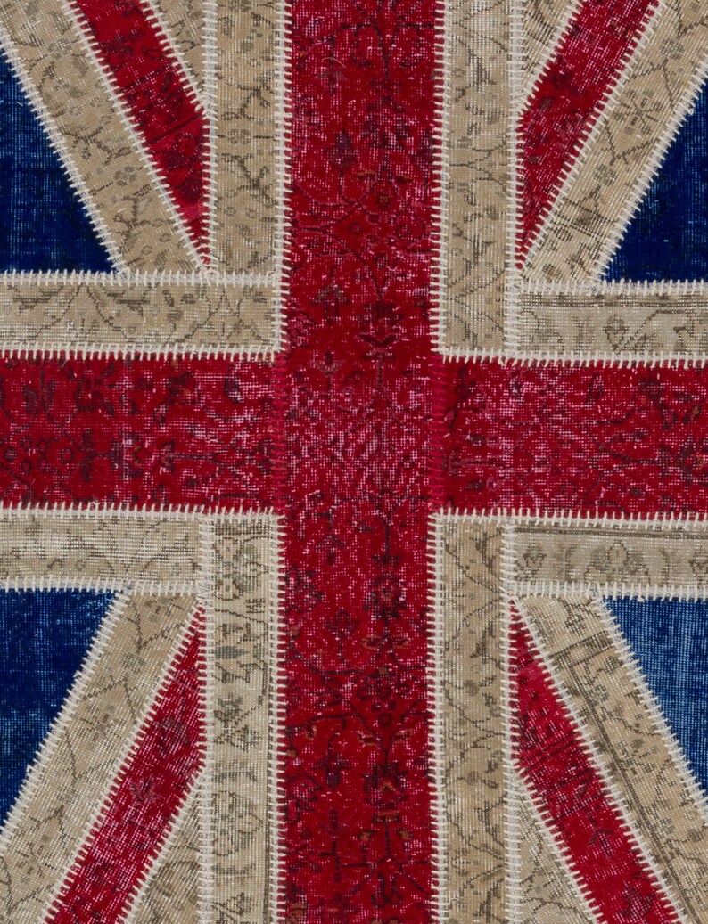 Union Jack British Flag Design Patchwork Rug Bright Colors | Etsy