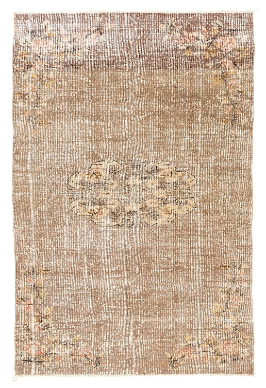 Brown Vintage Rug, 5.4' X 8' 166 X 248 Cm Turkish Antique Washed Rug ...