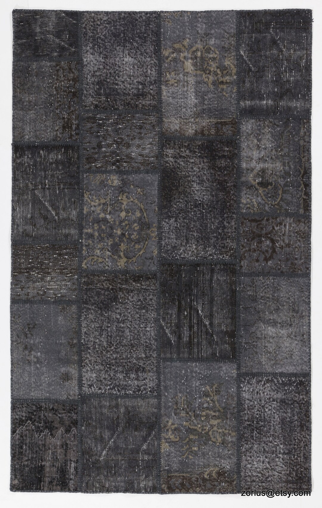 Gray Handmade Turkish Patchwork Rug, Gray and Black Patchwork Rug - Etsy