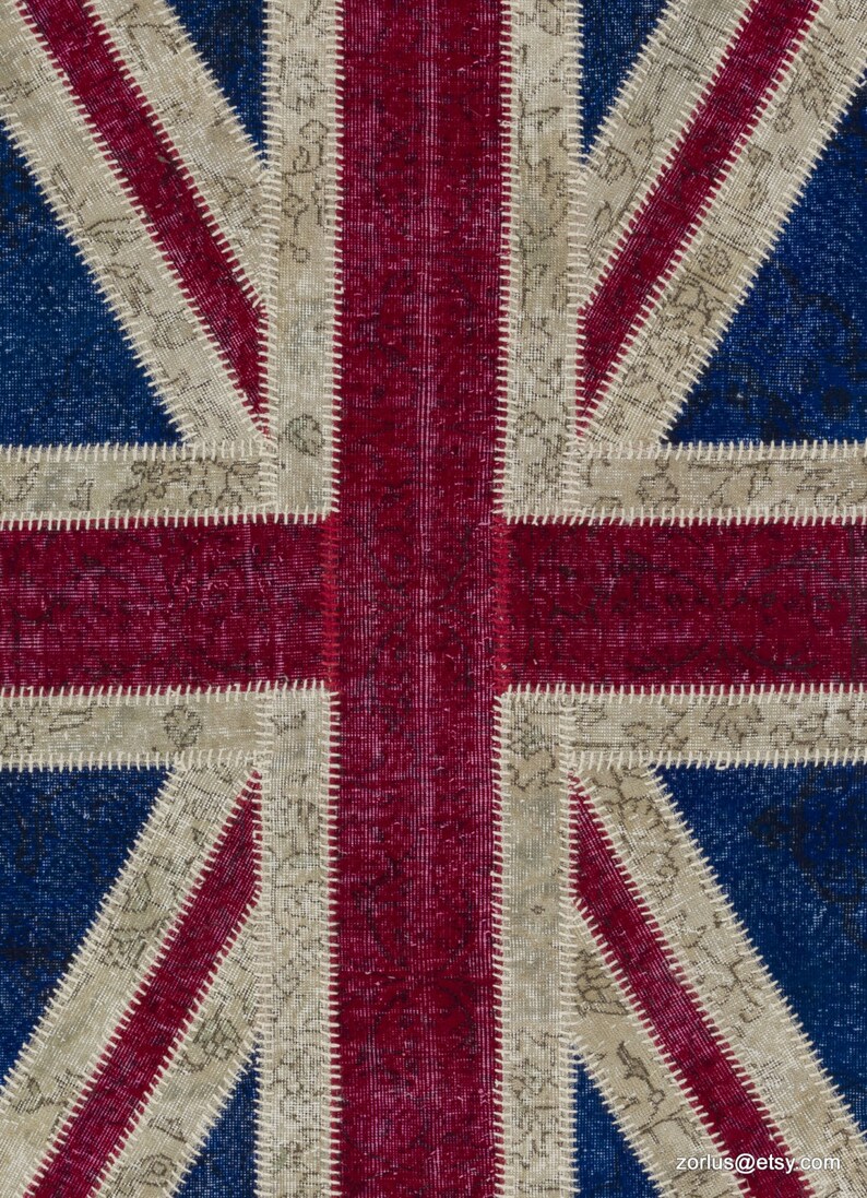 Union Jack British Flag Design Patchwork Rug Bright Colors UK - Etsy