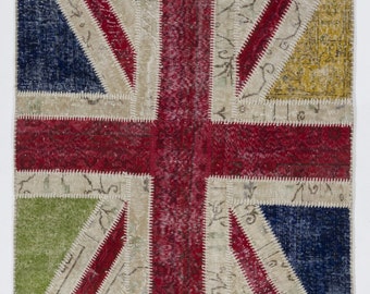 Union Jack British Flag Design Patchwork Rug Bright Colors UK | Etsy