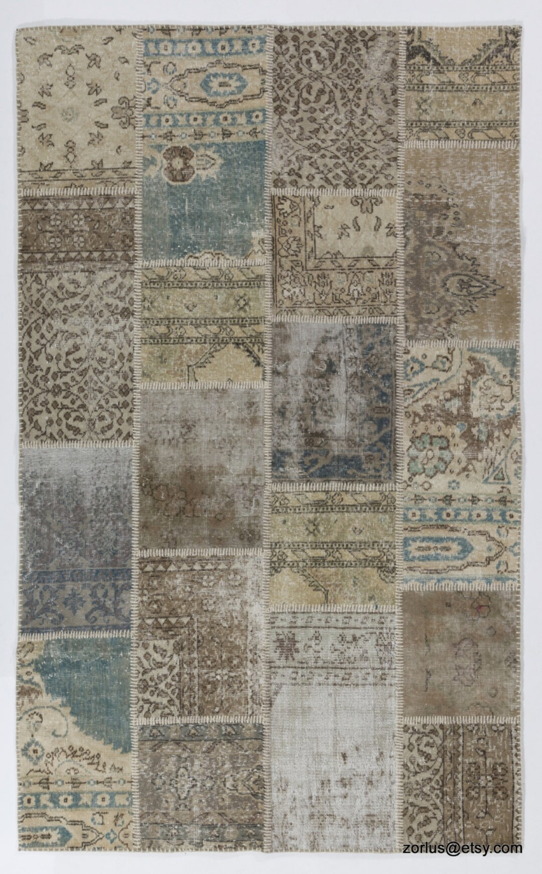 Muted Colors Turkish Patchwork Rug - Etsy
