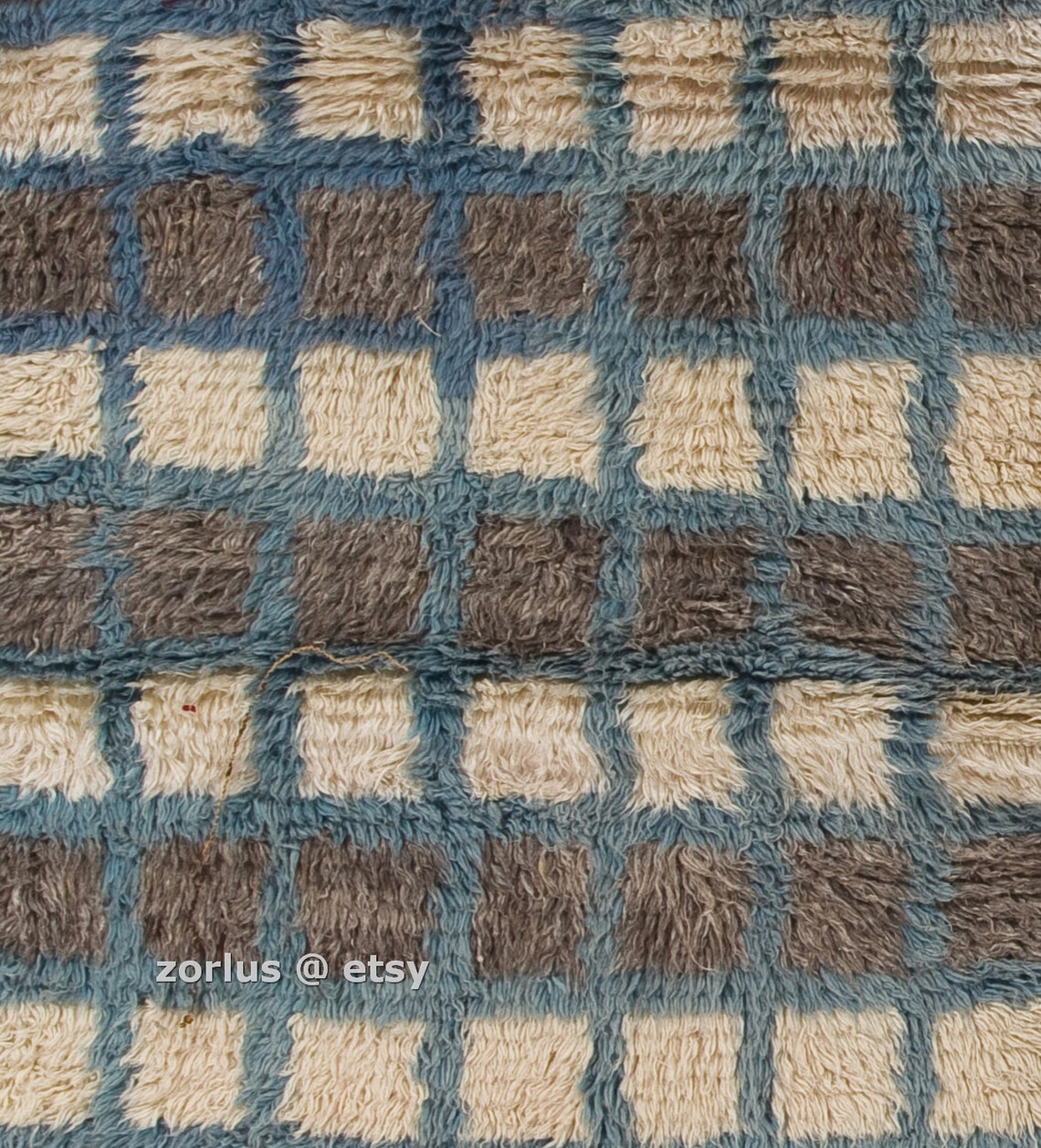 Checkered Design Tulu Rug Vintage Turkish Long-pile Tulu Rug - Etsy