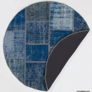 Round Blue Color Handmade Turkish Patchwork Rug, Circular - Etsy