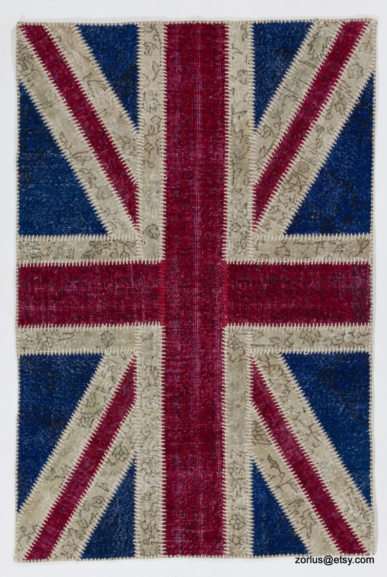 Union Jack British Flag Design Patchwork Rug Bright Colors UK - Etsy