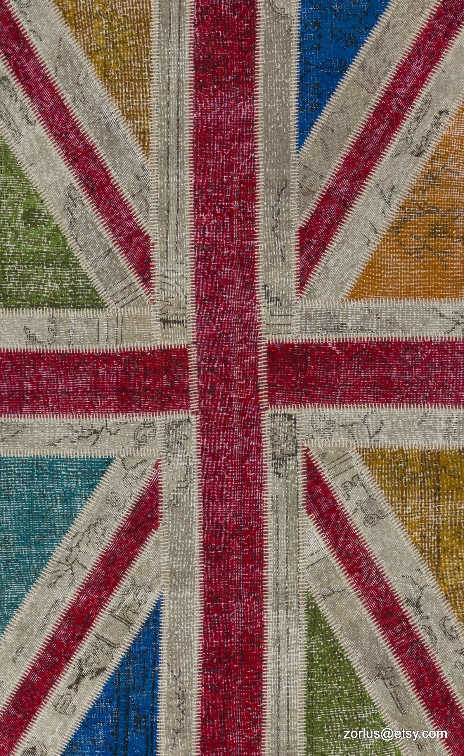 Union Jack British Flag Design Patchwork Rug Multicolor | Etsy