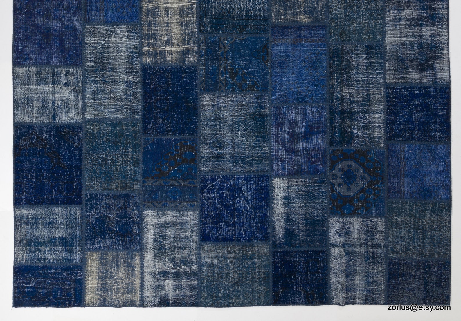 Navy Blue Patchwork Rug Navy Blue Handmade Turkish Patchwork - Etsy