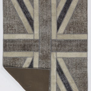 Union Jack British Flag Design Patchwork Rug, Light Gray & Beige United ...