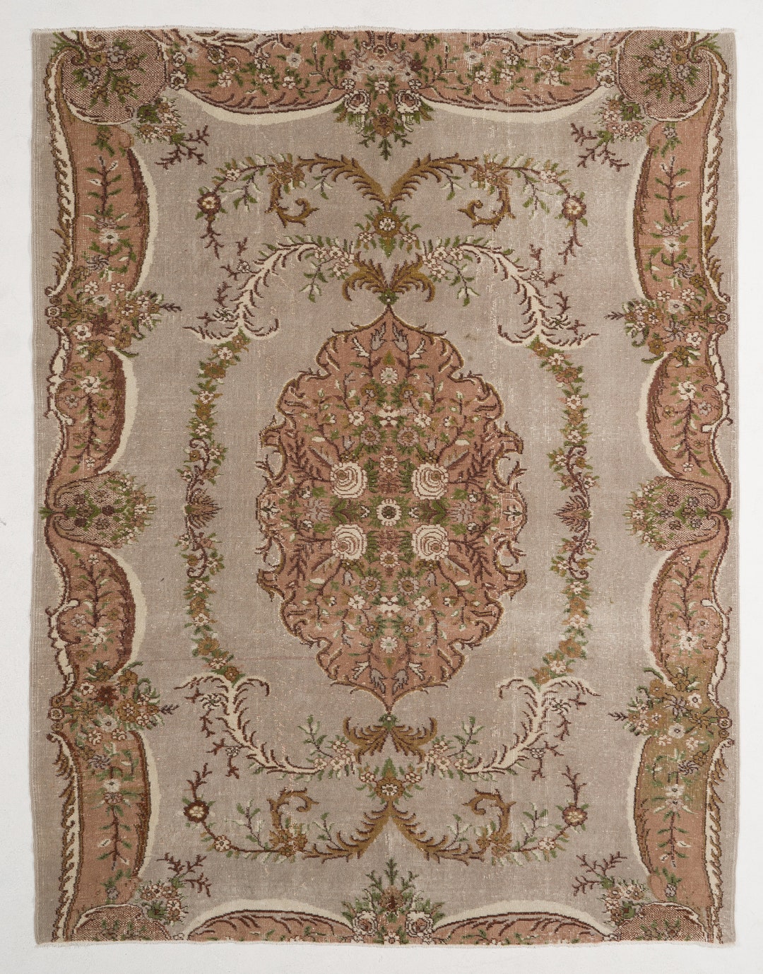 Antique Washed Rug, 6'8" X 9' (210 X 276 Cm) Handmade Turkish Antique ...