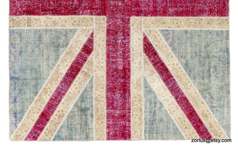 Union Jack British Flag Design Patchwork Rug Pastel Colors - Etsy