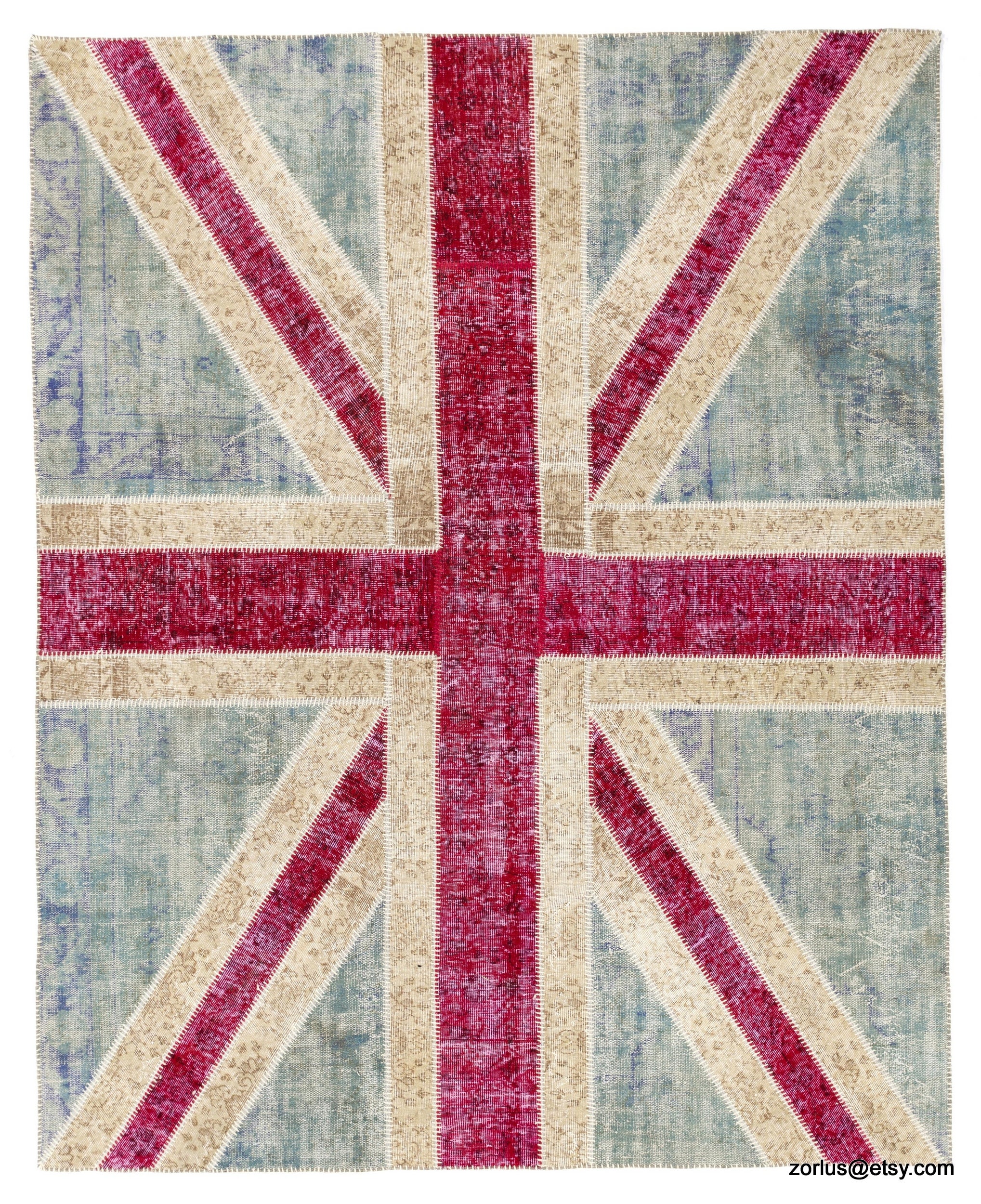 Union Jack British Flag Design Patchwork Rug Pastel Colors | Etsy