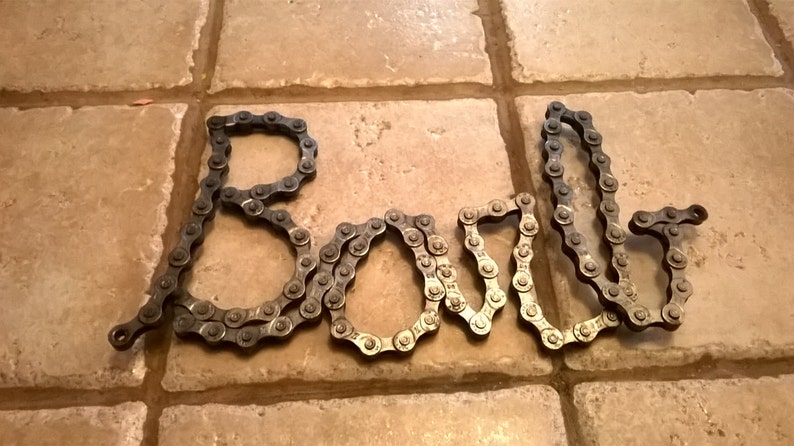 Upcycled Bike Chain CUSTOMIZED Name Sculpture - Etsy
