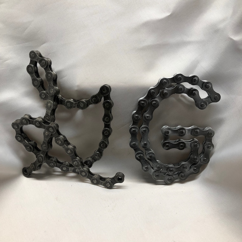 Upcycled Bike Chain Custom Letters - Etsy