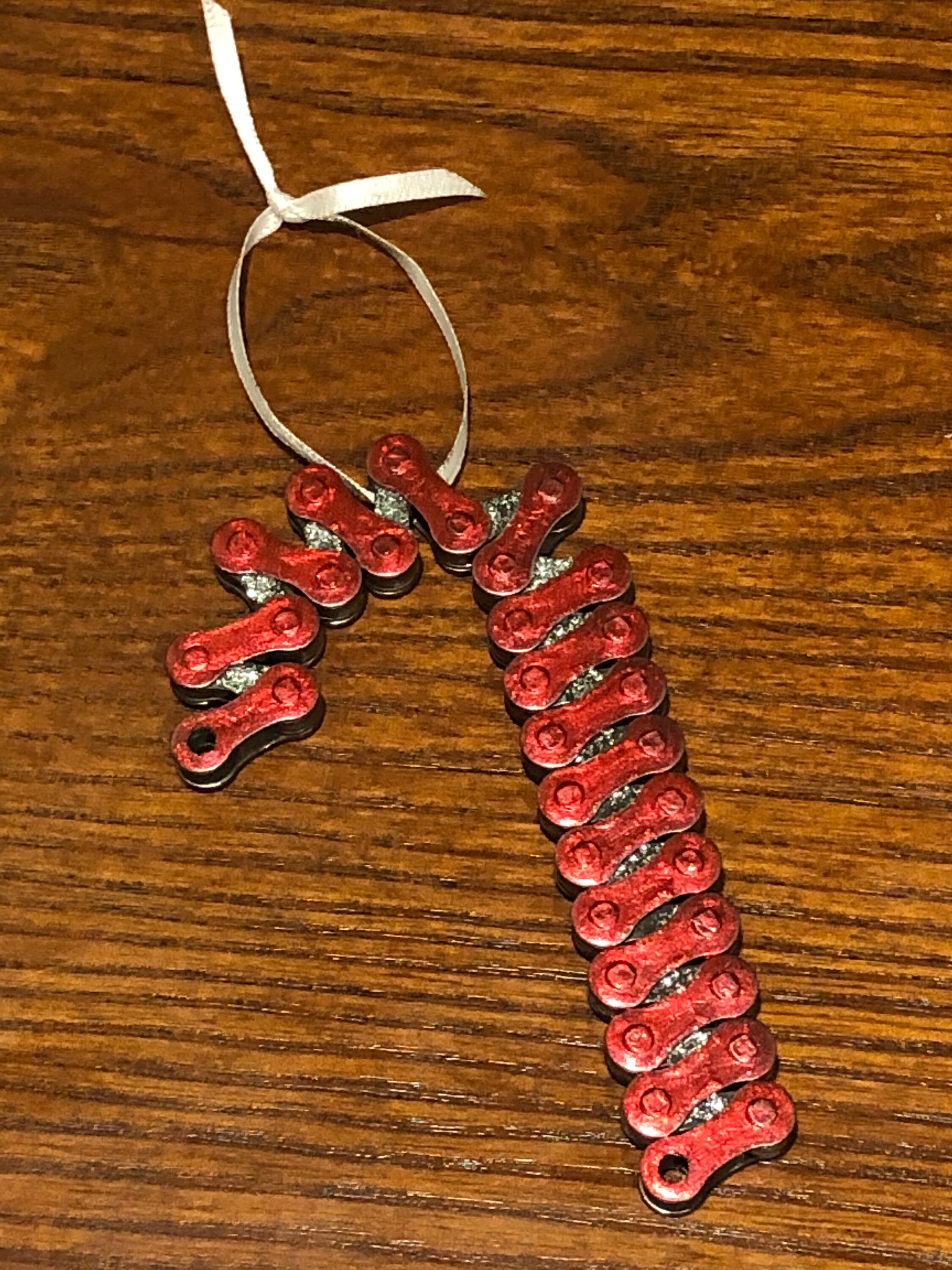 Upcycled Bike Chain Candy Cane Ornament - Etsy