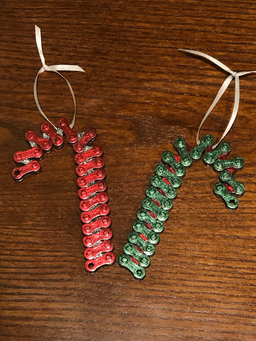 Upcycled Bike Chain Candy Cane Ornament - Etsy