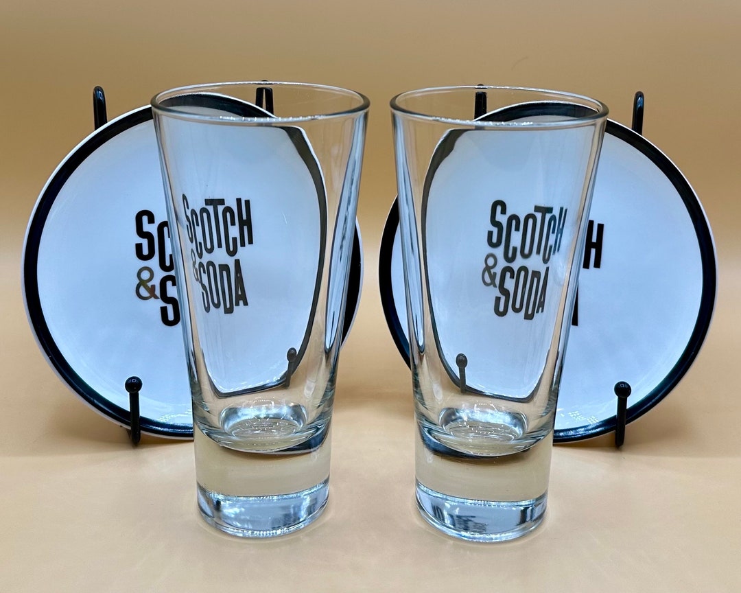 Two Scotch & Soda Plates With Highball Glasses Set - Etsy