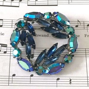 Weiss Brooch, Vintage Weiss Wreath Brooch, Blue AB Crystals ...