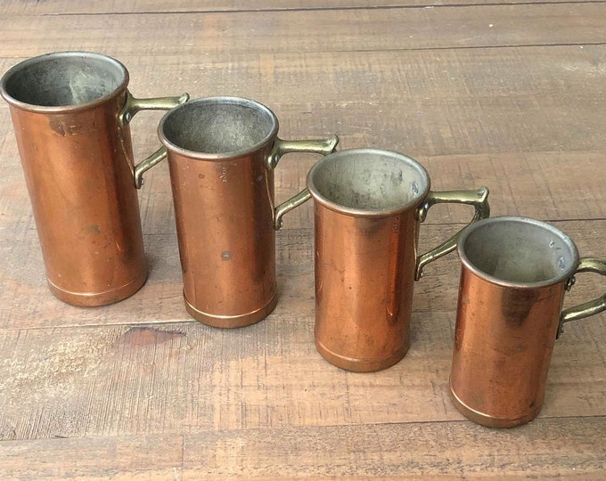 Copper Measuring Cups by Jenzo Italy, Vintage Measuring Cups, Copper ...