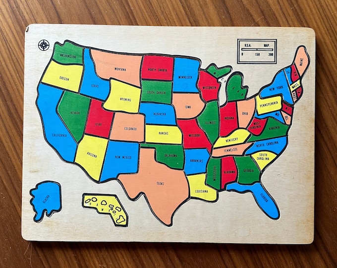 Wooden State Puzzle, Map of the United States, Wooden United States Map ...
