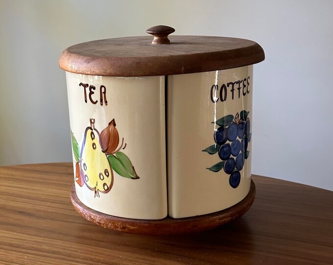 Vintage Ceramic Kitchen Canisters, Set of Four, Fruit, Lazy Susan ...