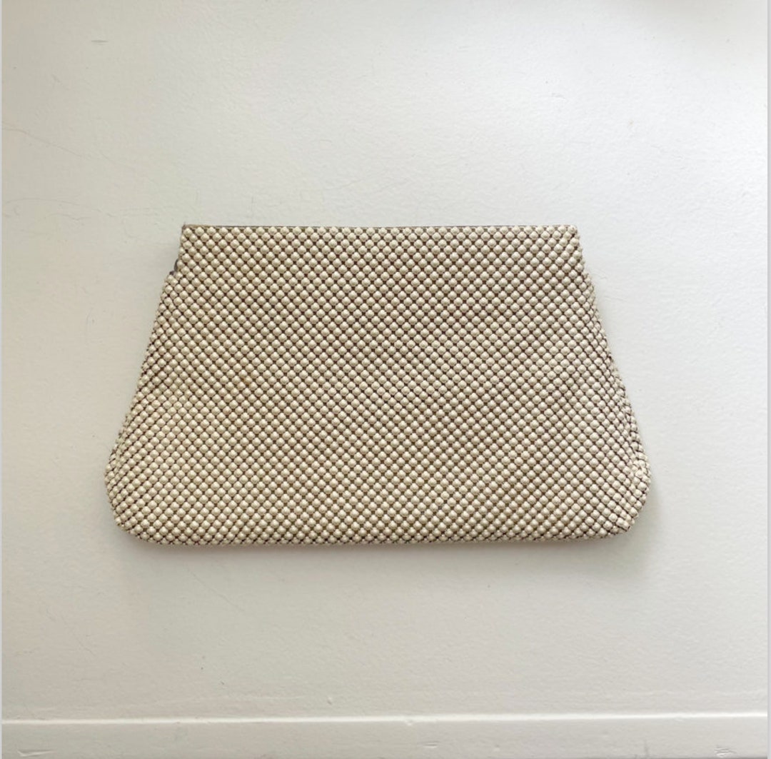 Vintage White Metal Mesh Clutch, Vintage Purse, Chunky Purse, Funky ...