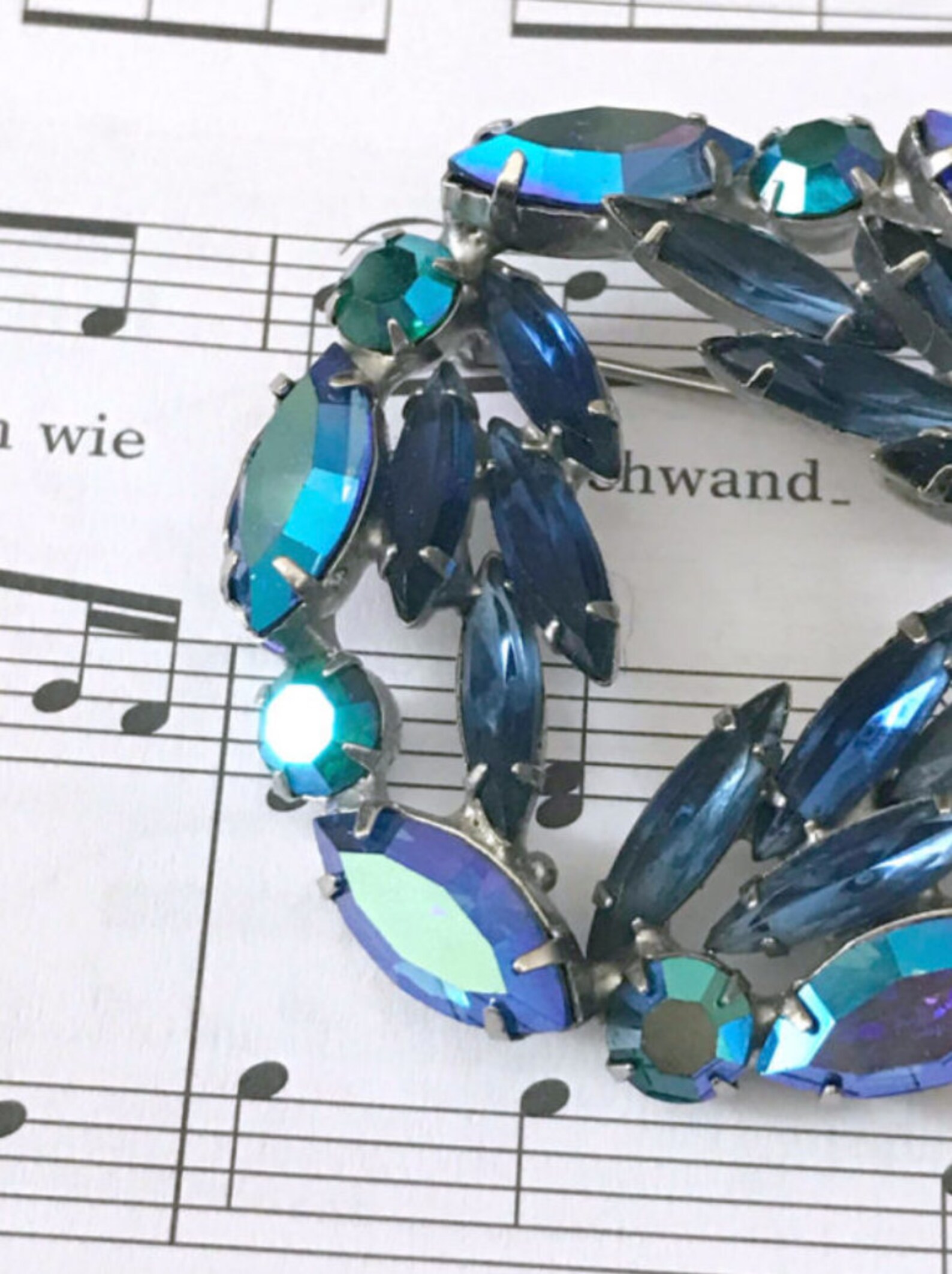 Weiss Brooch Vintage Weiss Wreath Brooch Blue AB Crystals - Etsy