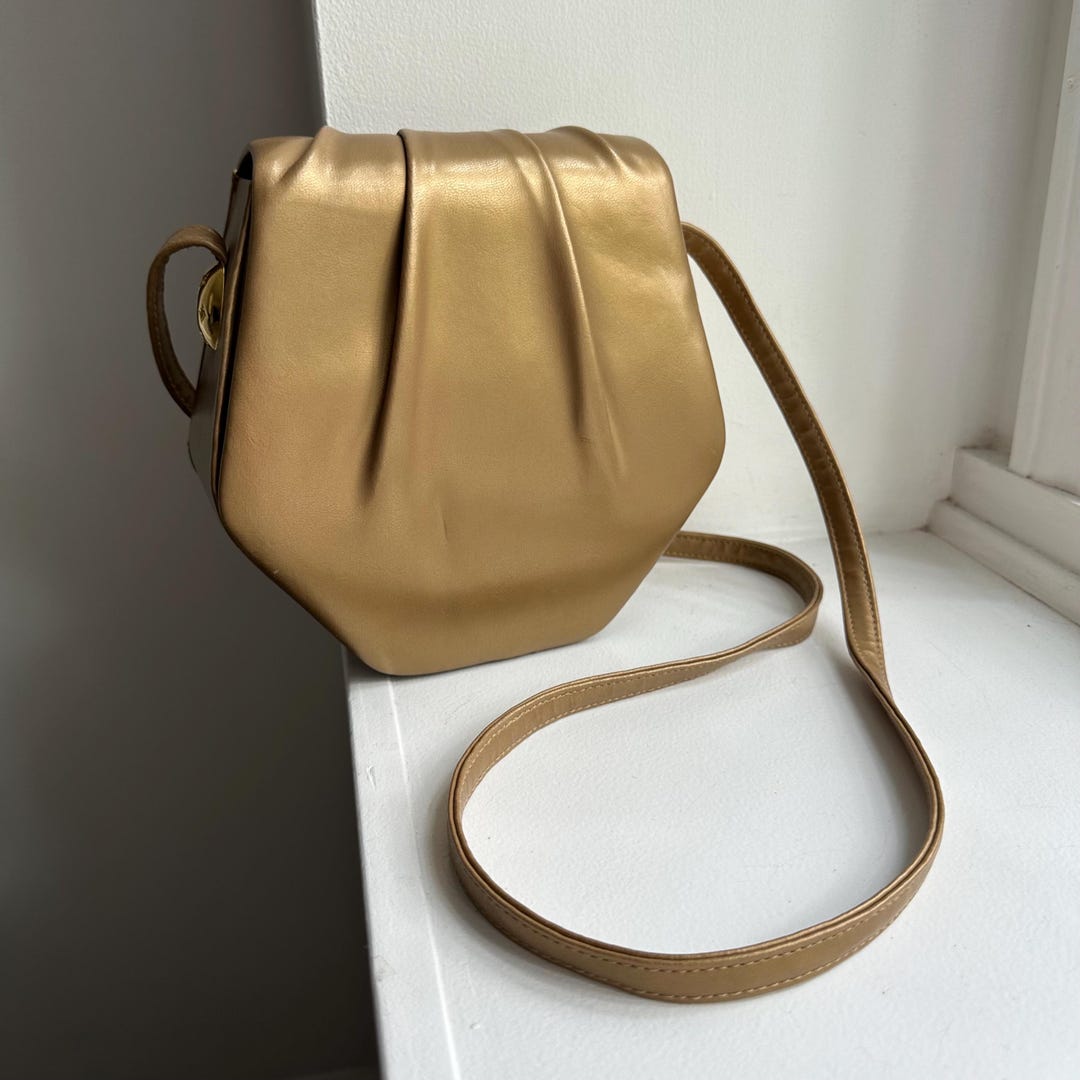 Vintage Gold Leather Purse, Andé, Vintage Purse, Vintage Purse, Gold ...