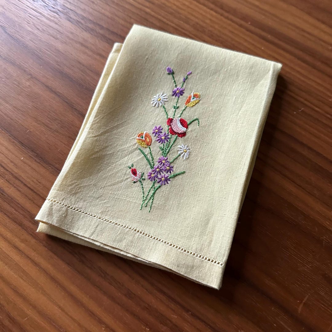 Vintage Embroidered Handkerchief, Vintage Handkerchief, Floral, Floral ...