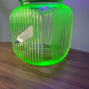 Uranium Green Glass Vintage Depression Glass Cookie Cracker Canister ...