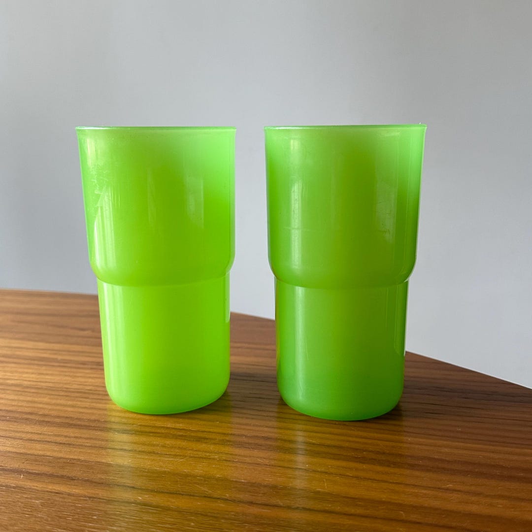 Green Tupperware Cups, Set of Two, Vintage Tupperware, Vintage Cups ...