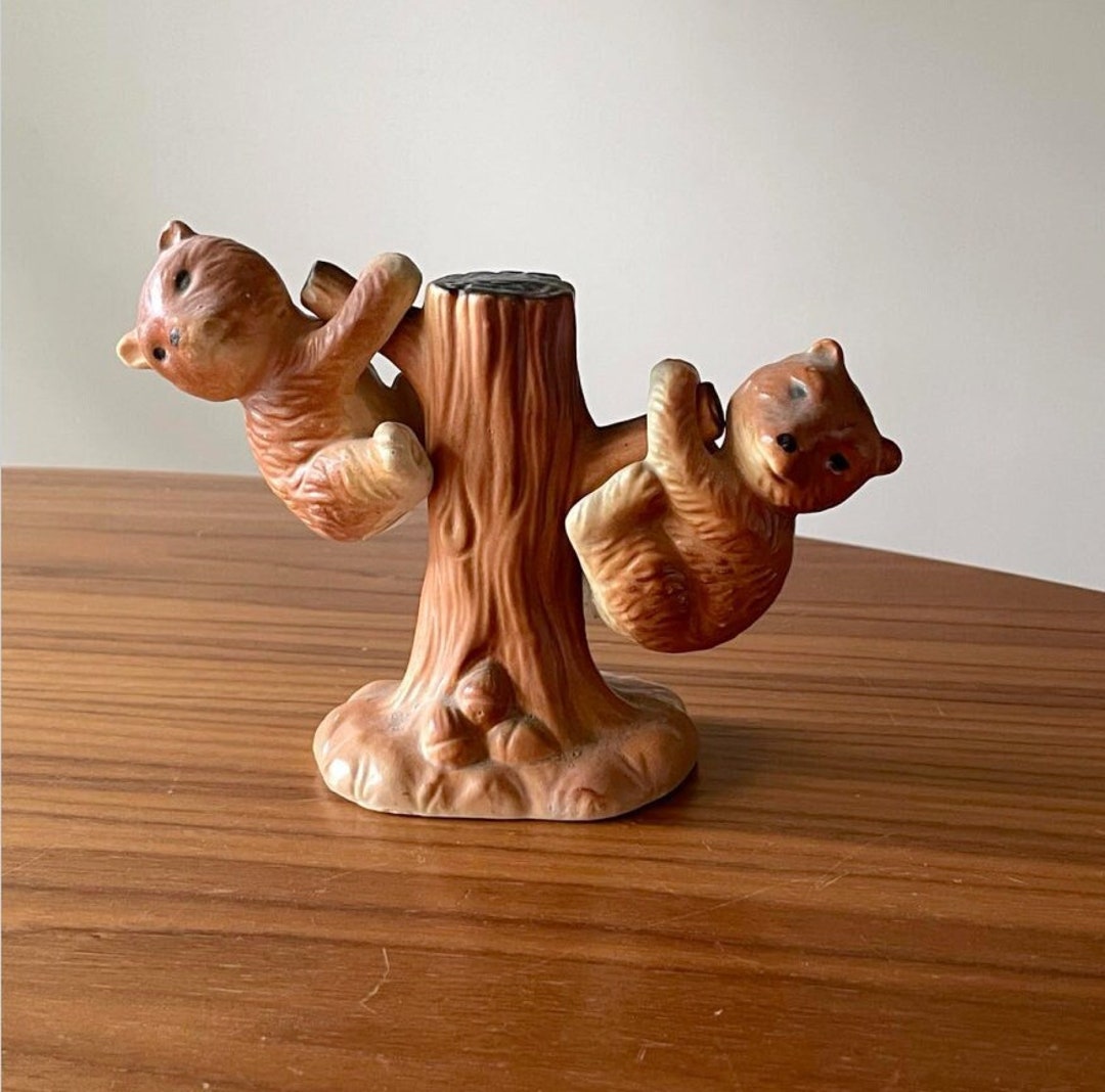 Vintage JAPAN Baby Bears Climbing Tree Salt & Pepper Shakers, Bear ...