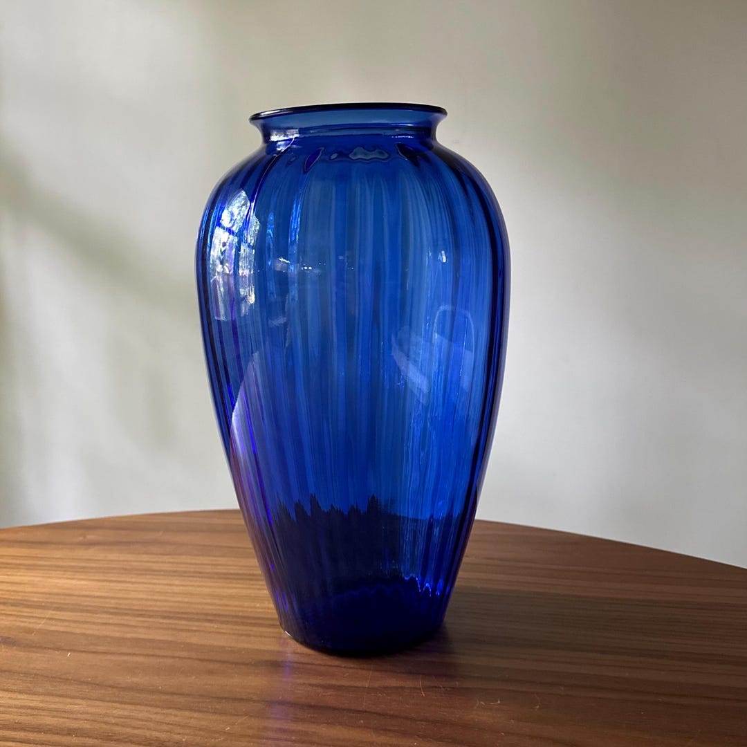 LARGE Vintage Cobalt Blue Vase, Blue Decor, Cobalt Blue Vase, Tall ...