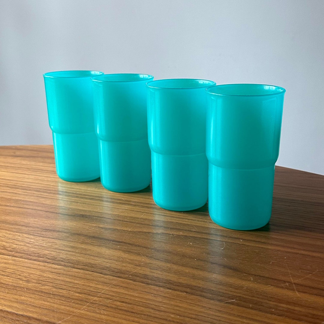 Tupperware Cups, Set of Four: Turquoise Blue, Vintage Tupperware ...